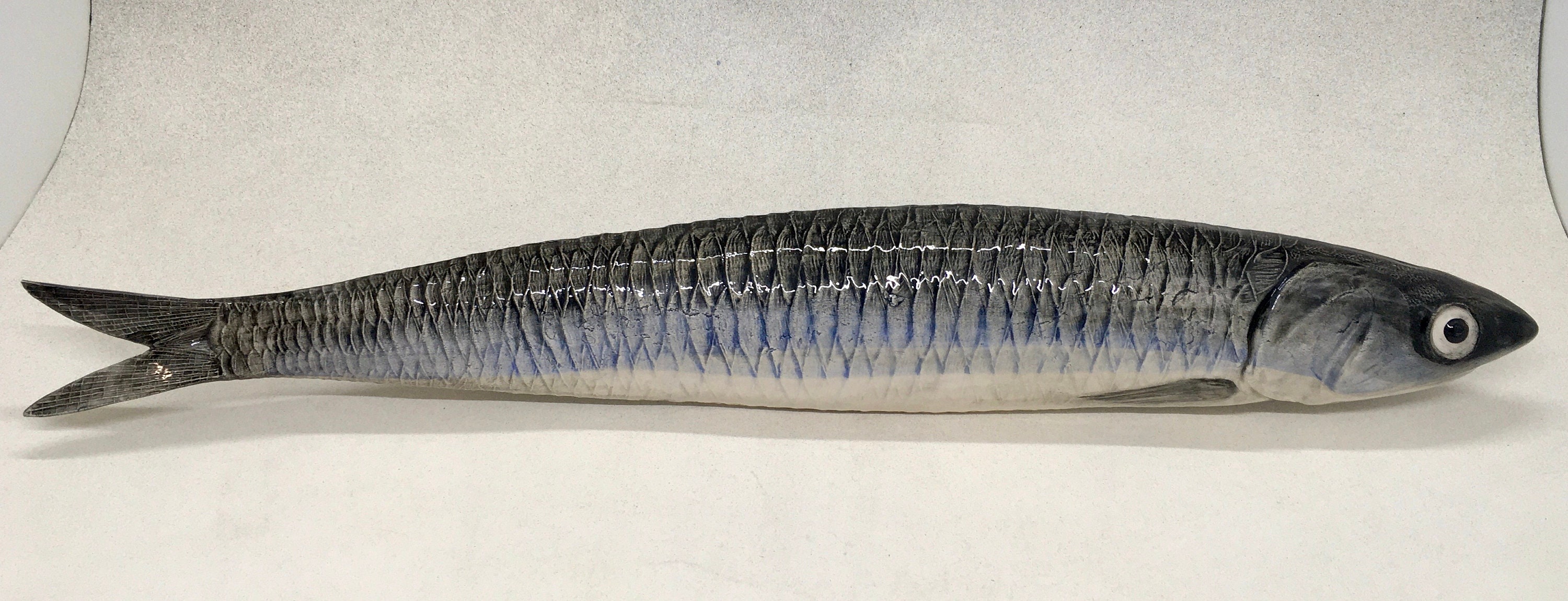 Sculpture Representing a Large Anchovy in Ceramic Modeled and Decorated ...
