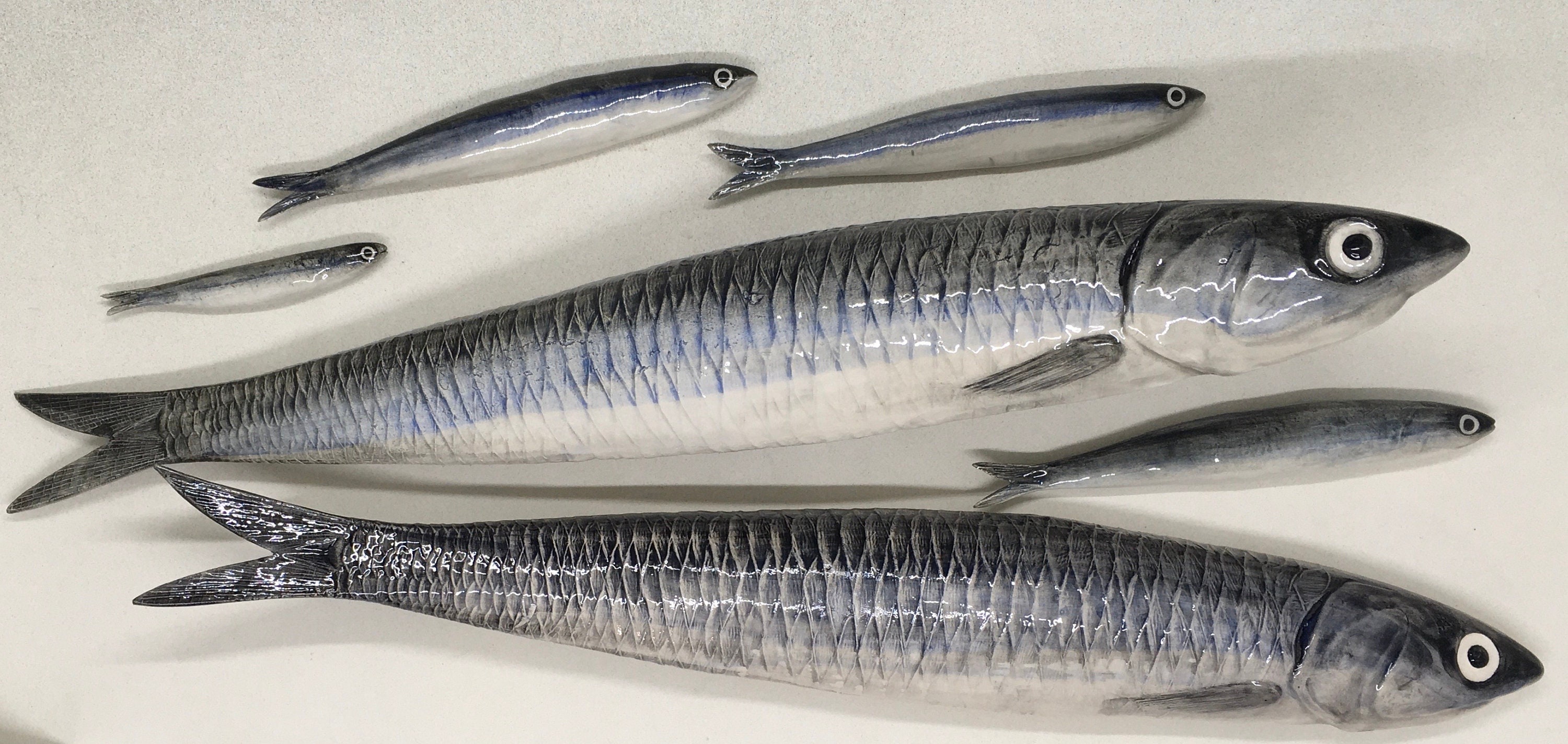 Sculpture Representing a Large Anchovy in Ceramic Modeled and Decorated ...