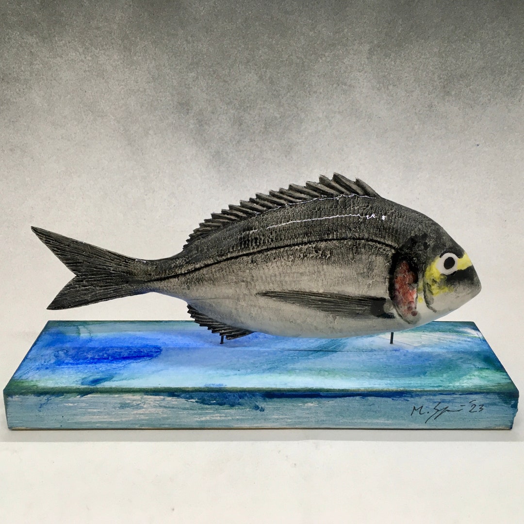 Ceramic Sea Bream Made and Decorated by Hand, Applied on a Decorated ...