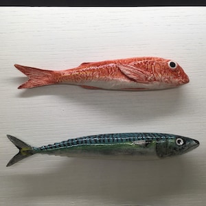 5 Different Ceramic Fish, a Red Mullet, a Mackerel, a Horse Mackerel ...