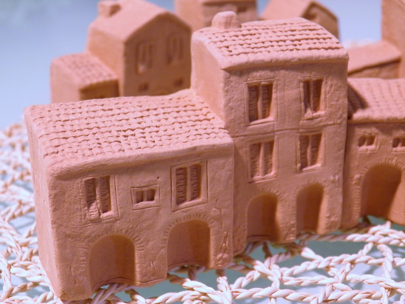 Group of 10 Terracotta Houses That Form a Small Village. They Can Also ...