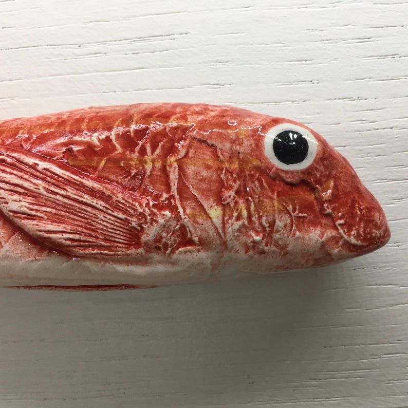 5 Different Ceramic Fish, a Red Mullet, a Mackerel, a Horse Mackerel ...