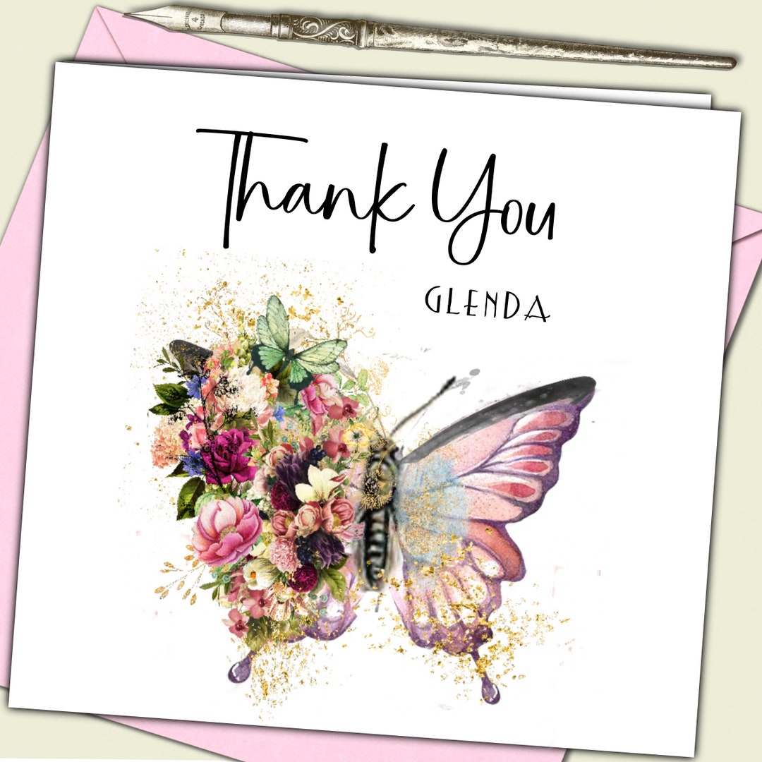Personalised /non-personalised Thank You Card Butterfly - Etsy UK