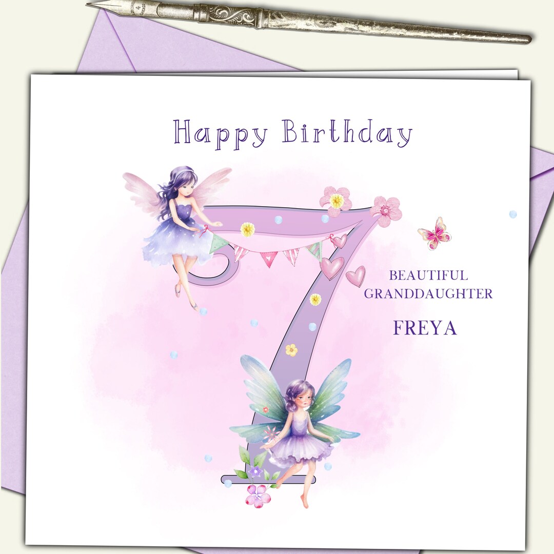 Personalised 7th Birthday Card Great Granddaughter Daughter Niece ...