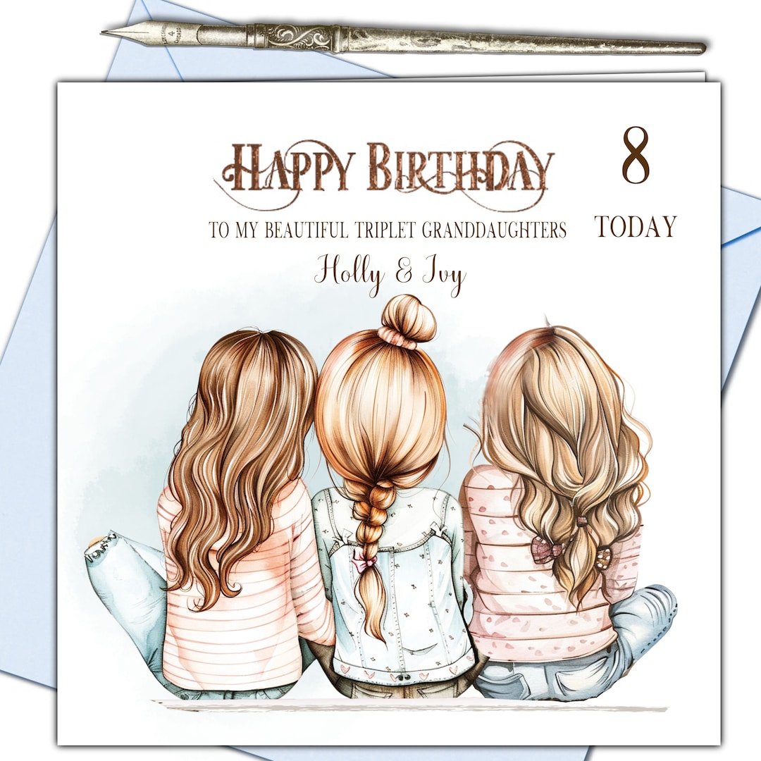 Birthday Card for Triplet Triplets Daughters Great Nieces ...