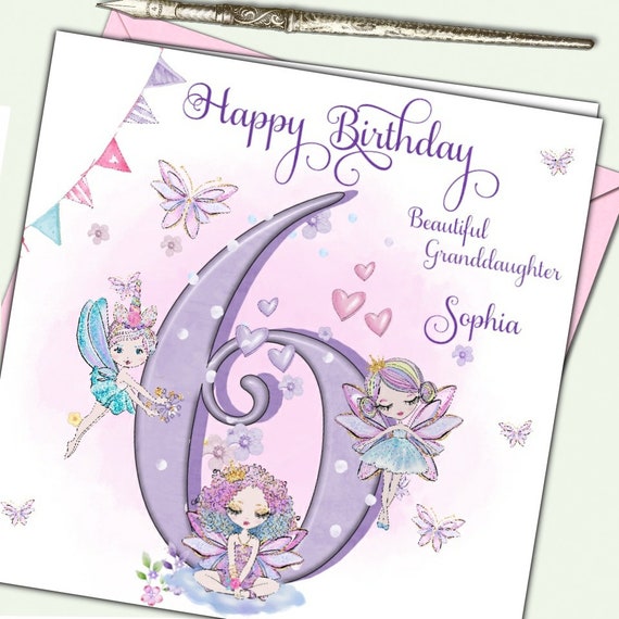 Personalised 6th Birthday Card Fairies Daughter Granddaughter | Etsy