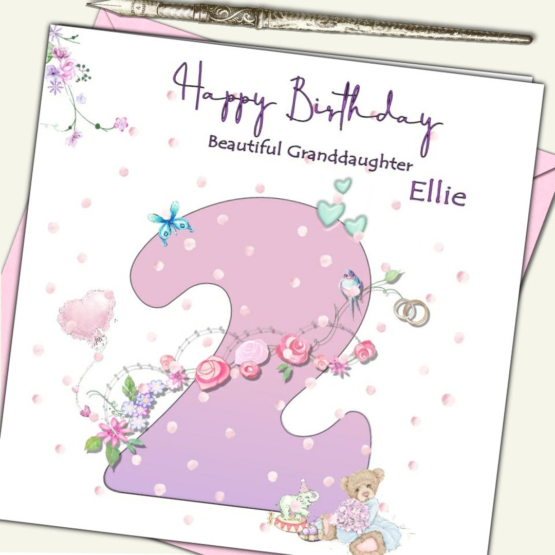 2nd Birthday Card Granddaughter Daughter Goddaughter Niece Great