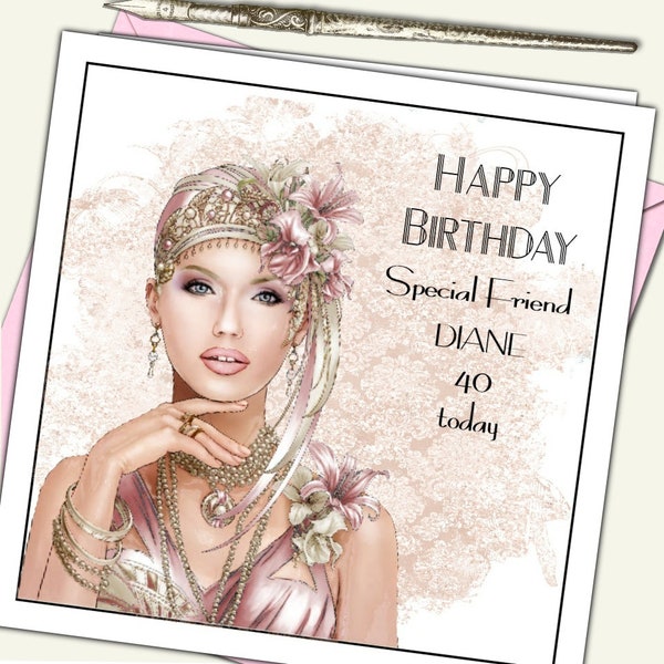 Art Deco Sister Birthday Card - Etsy UK