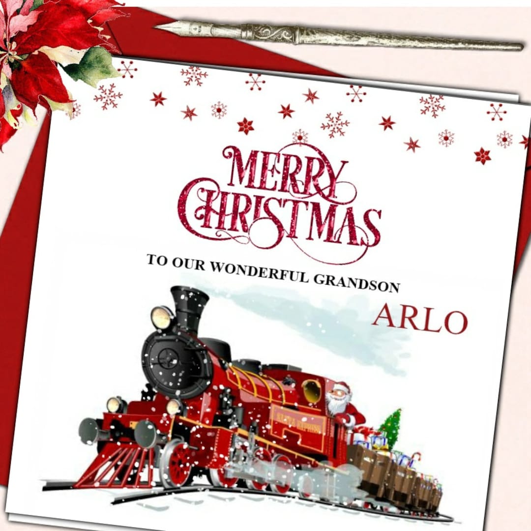Personalised Train Christmas Card Daughter Great Granddaughter Niece ...