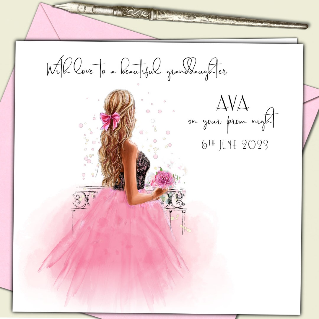 Personalised Prom Night Card Female Daughter Granddaughter Goddaughter ...