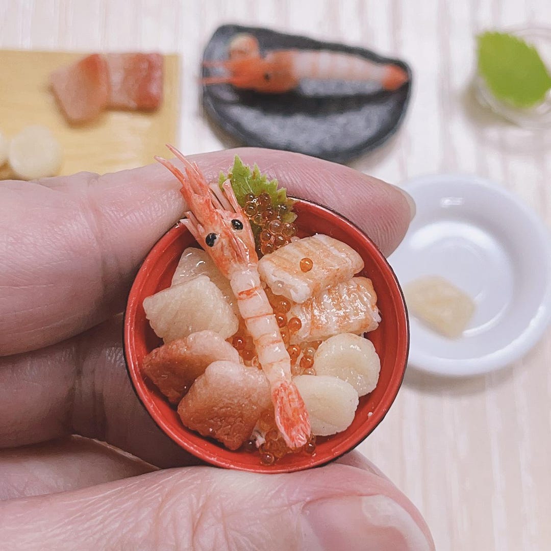 Miniature Food - Miniature Japanese Food - Dollhouse Food - Sashimi Don ...