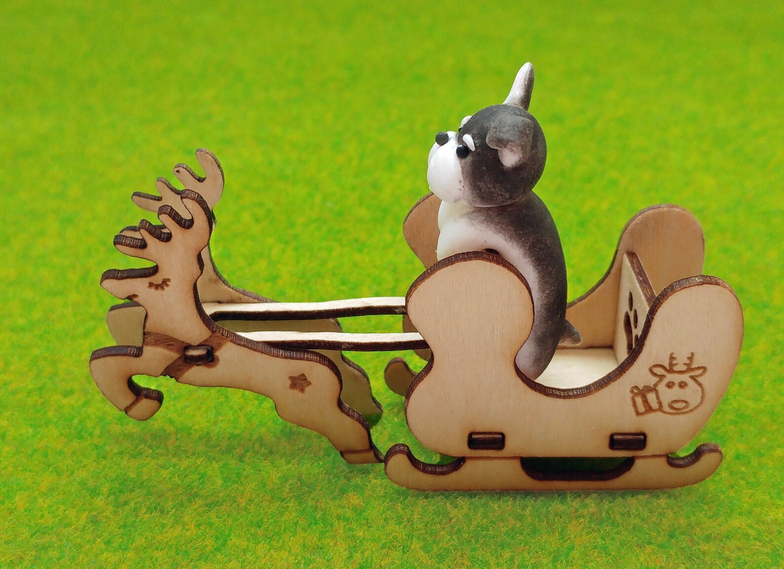 Christmas Miniature Wooden Reindeer & Sleigh With Tea Bag - Etsy