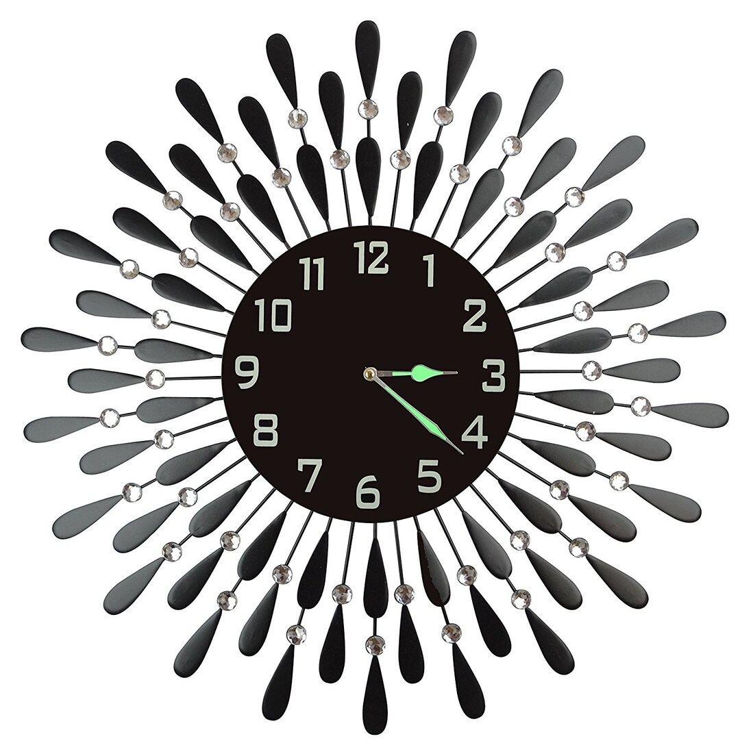 Black Drop Wall Clock, Decorative Metal Wall Clock With Black Glass ...