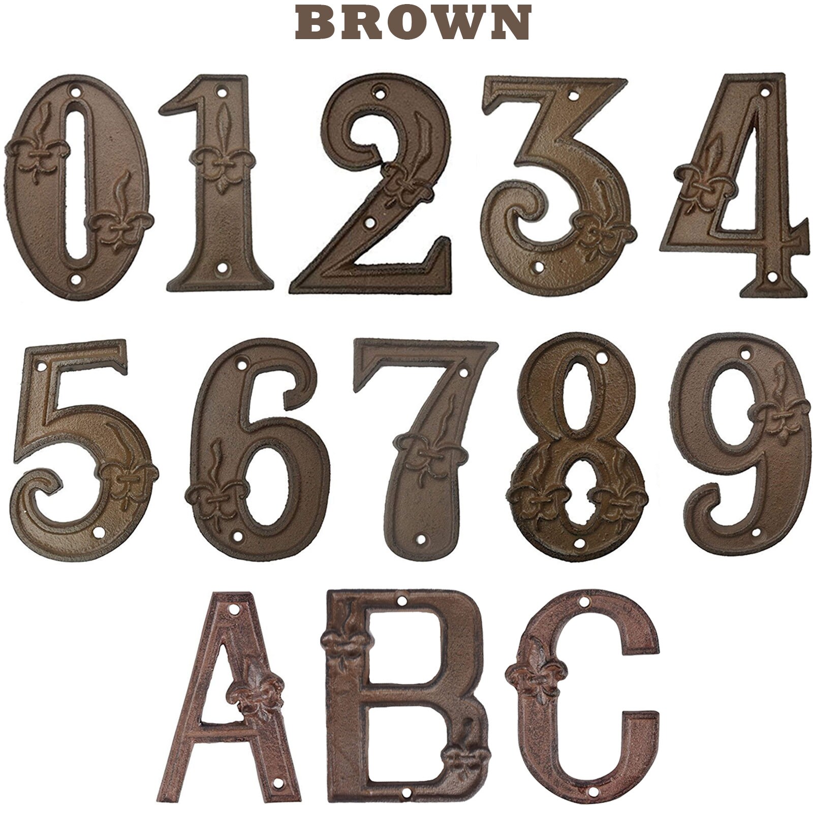 Wall Décor Wall Hangings Lulu Decor Cast Iron House Numbers with Fleur ...