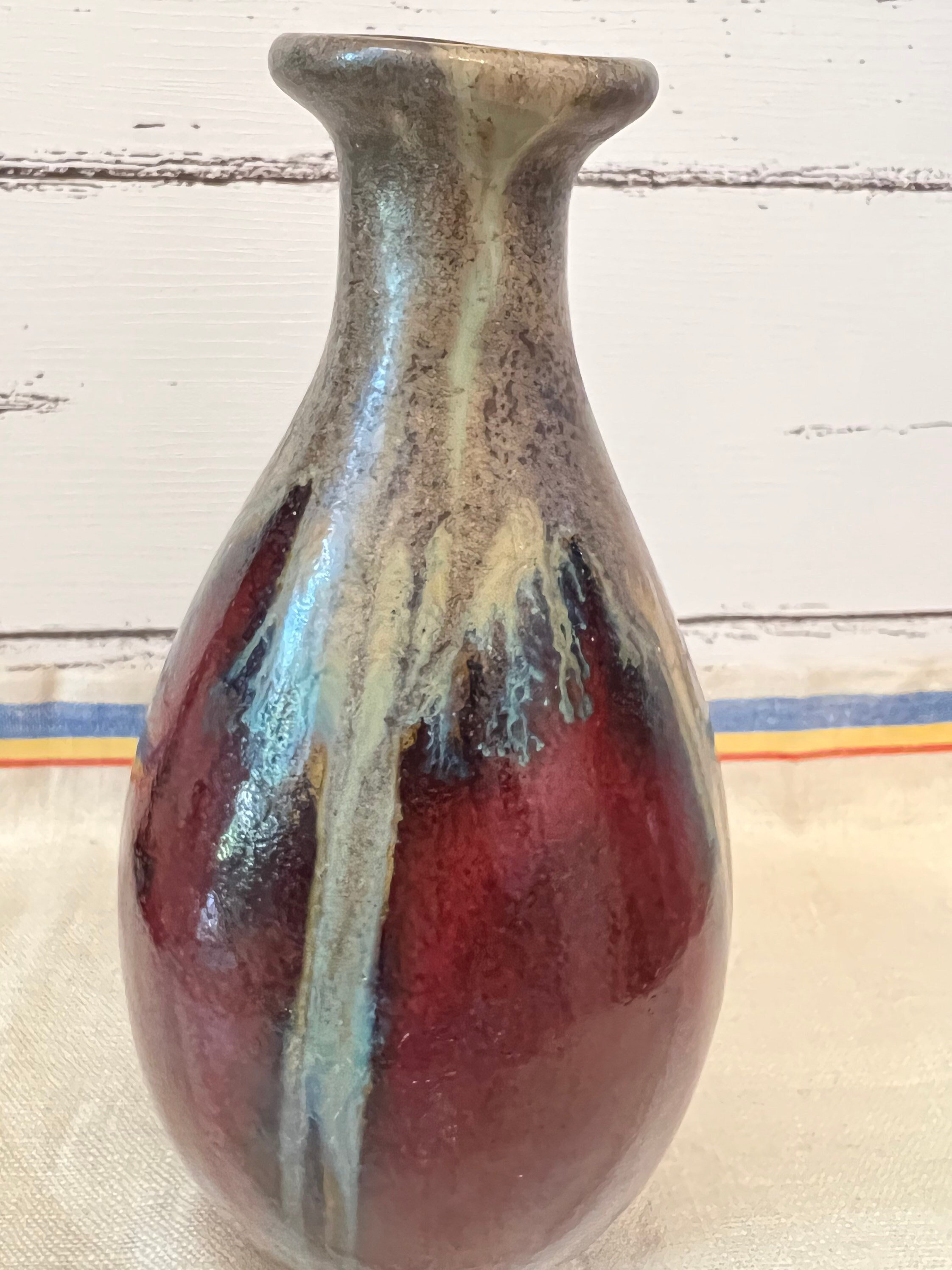 Vintage Art Pottery Red Tone Drip Glaze Small Vase - Etsy