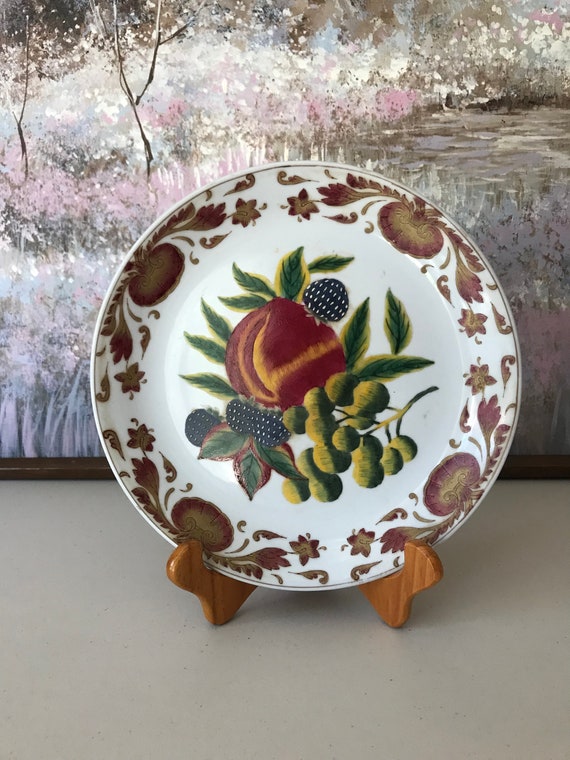 Vintage Oriental Accent Plates Made in China Fruit Pattern | Etsy