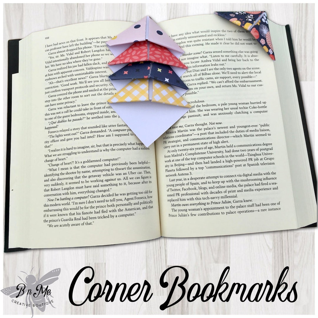 Corner Bookmarks, Origami Bookmarks, Paper Bookmark, Folded Bookmark ...