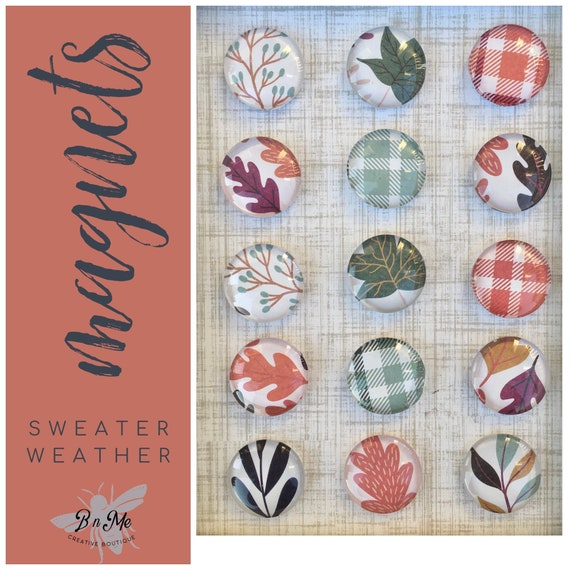 Fall Leaf Magnets Crisp Autumn 1 In Glass Magnets 6 Pcs - Etsy