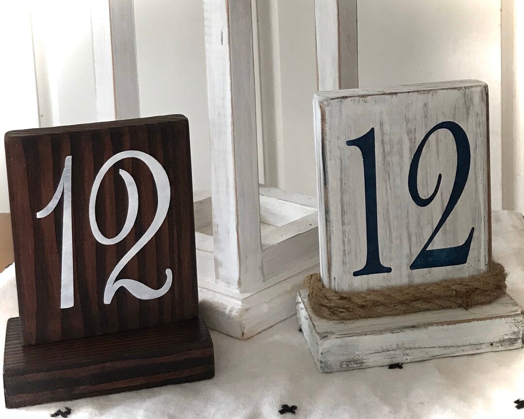 Wood Block Table Numbers - Etsy