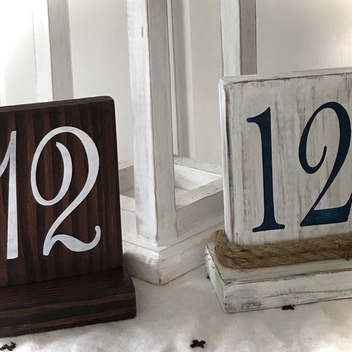 Wood Block Table Numbers - Etsy