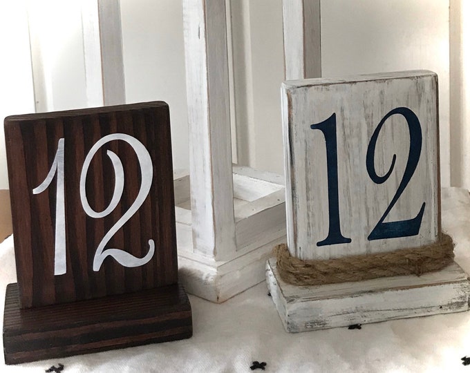 Wood Block Table Numbers - Etsy