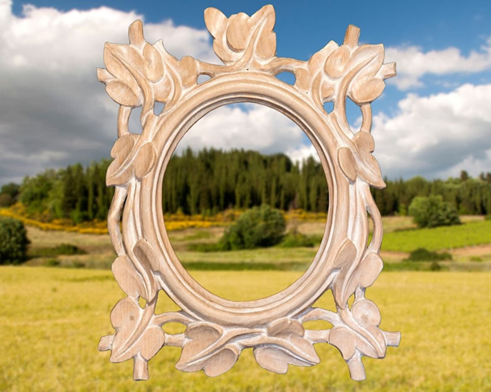 OVAL FRAME IVY In Hand Carved Wood Shabby Chic Florence for oval sheets ...