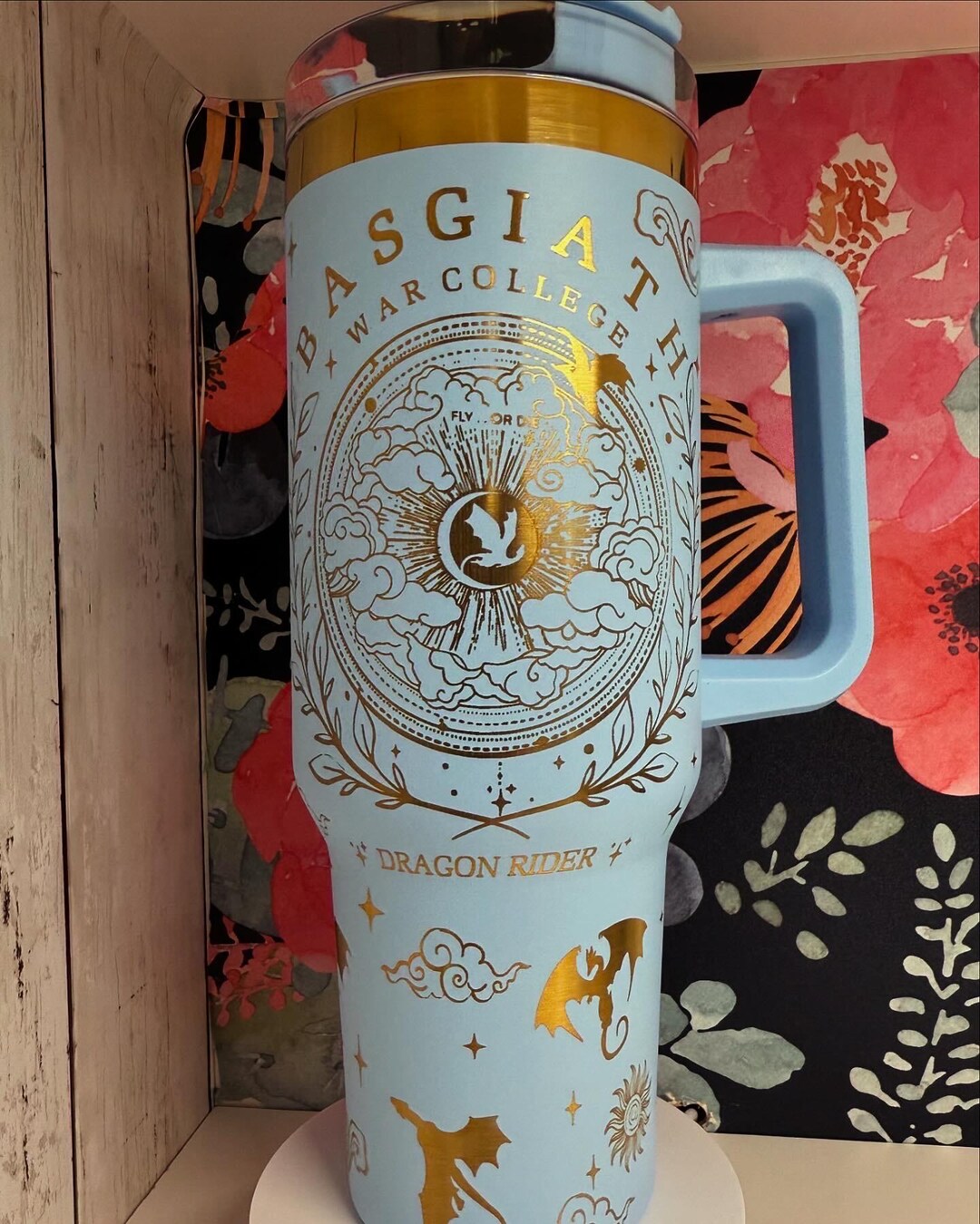 Fourth Wing 40oz Stainless Steel Cup With Handle Engraved Basgiath ...