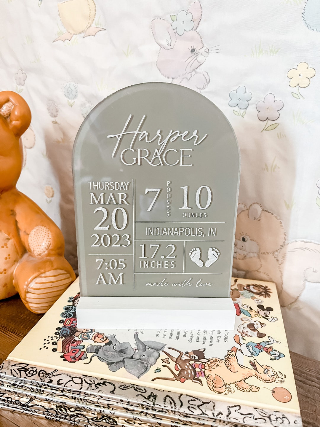 Arch Baby Stats Sign Baby Stats Sign Baby Announcement Nursery Decor ...