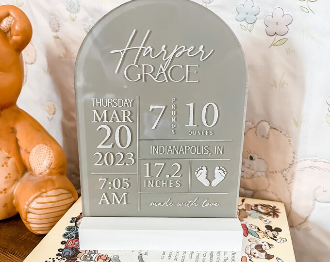 Arch Baby Stats Sign | Baby Stats Sign | Baby Announcement | Nursery ...