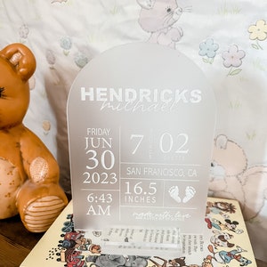 Arch Baby Stats Sign Baby Stats Sign Baby Announcement Nursery Decor ...