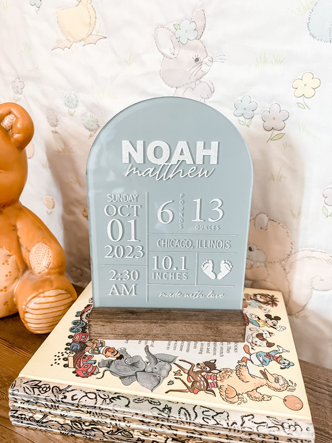 Arch Baby Stats Sign Baby Stats Sign Baby Announcement Nursery Decor ...