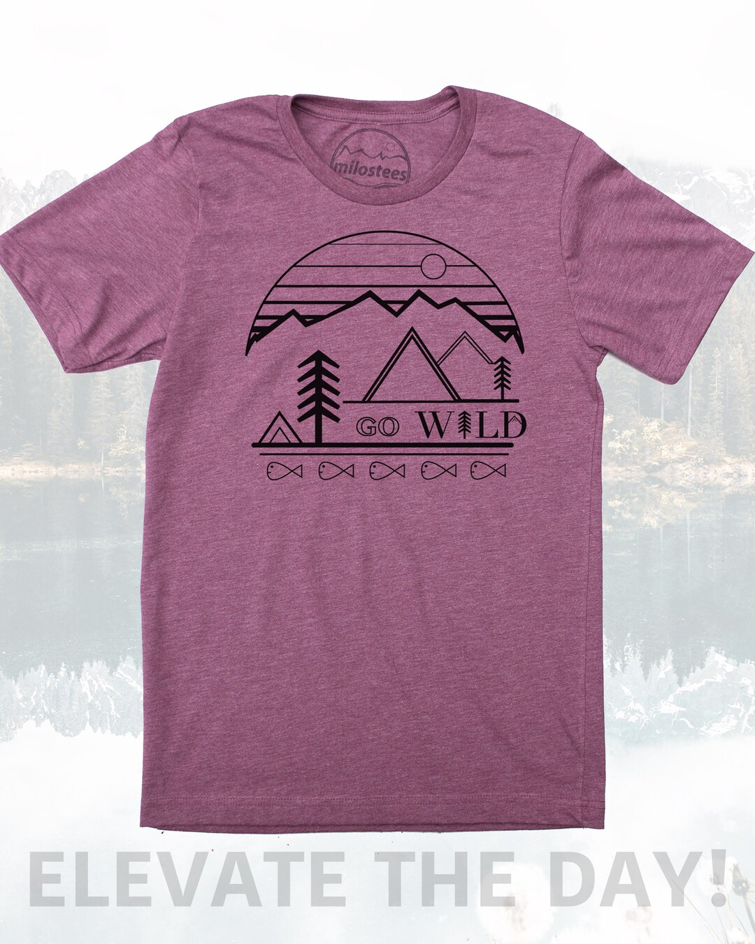 Wanderlust T Shirt Go Wild Print on Soft Plum 50/50 T Shirt - Etsy