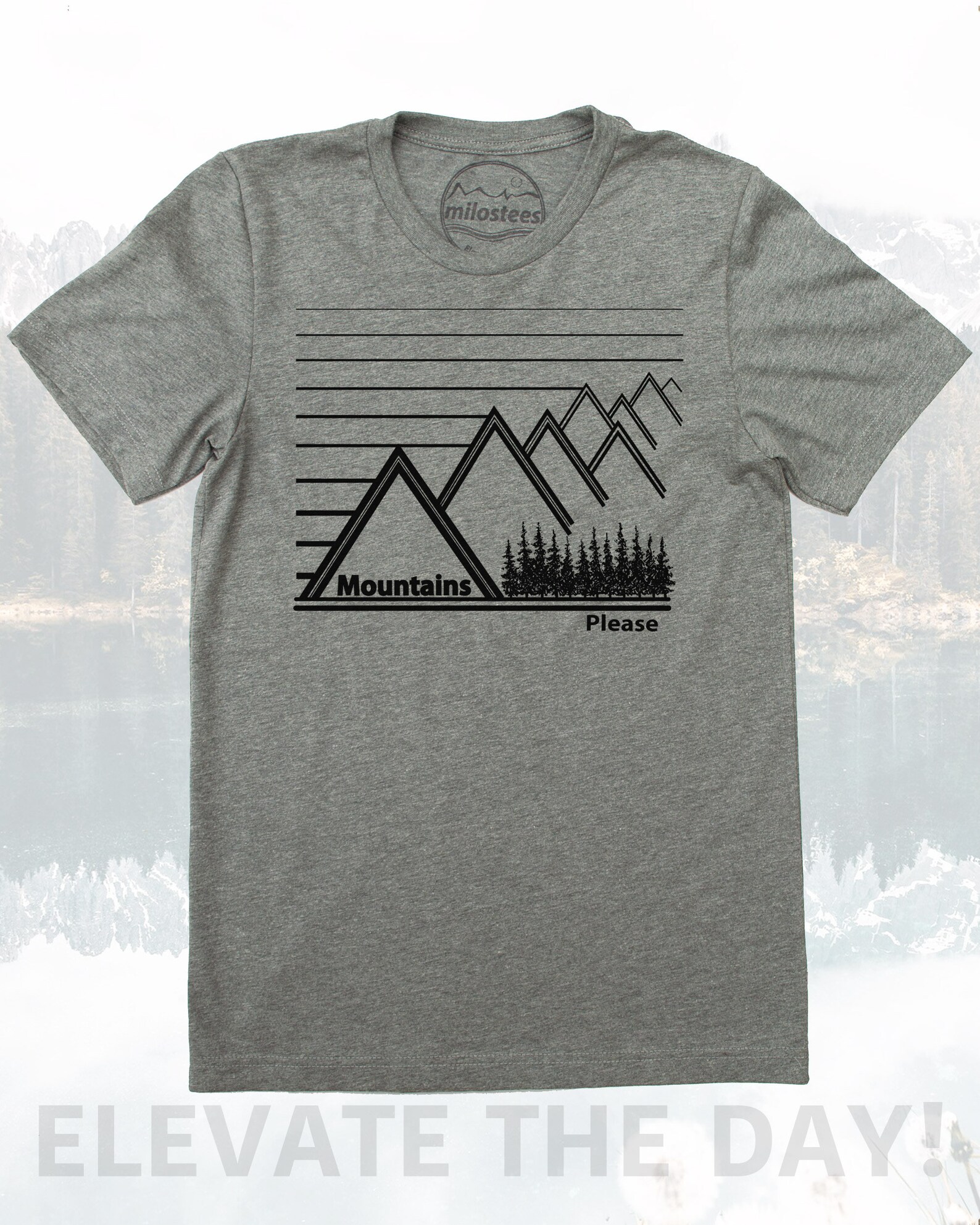 Mountain T-shirt Graphic Landscape Print on Blue 50/50 Tee by - Etsy