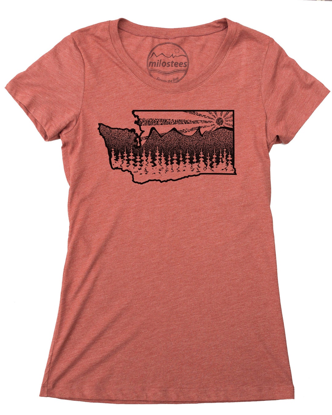 Washington State Shirt Cascade Mountains the Sun & Tree's - Etsy