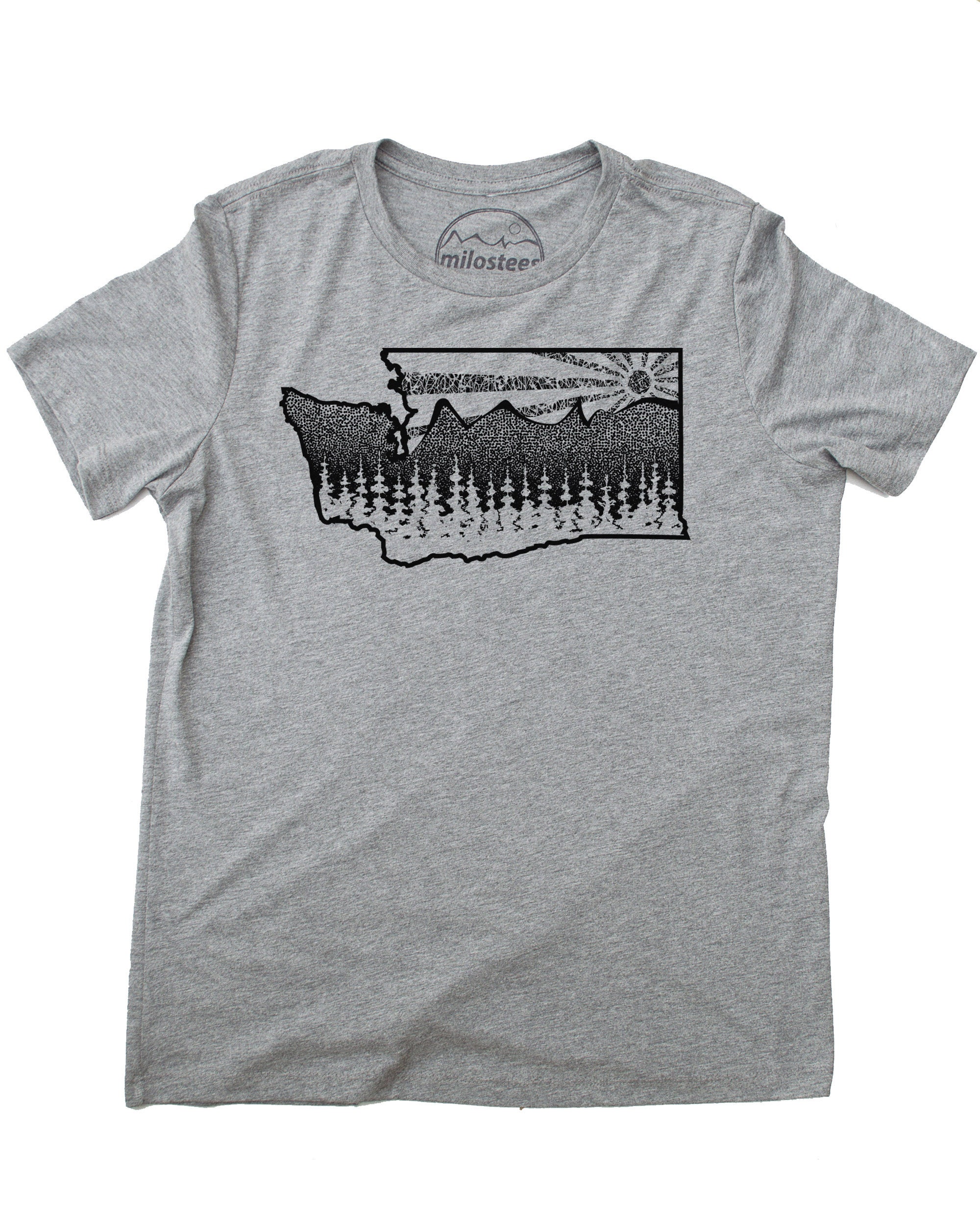 Washington State Shirt Cascade Mountains the Sun & Tree's - Etsy