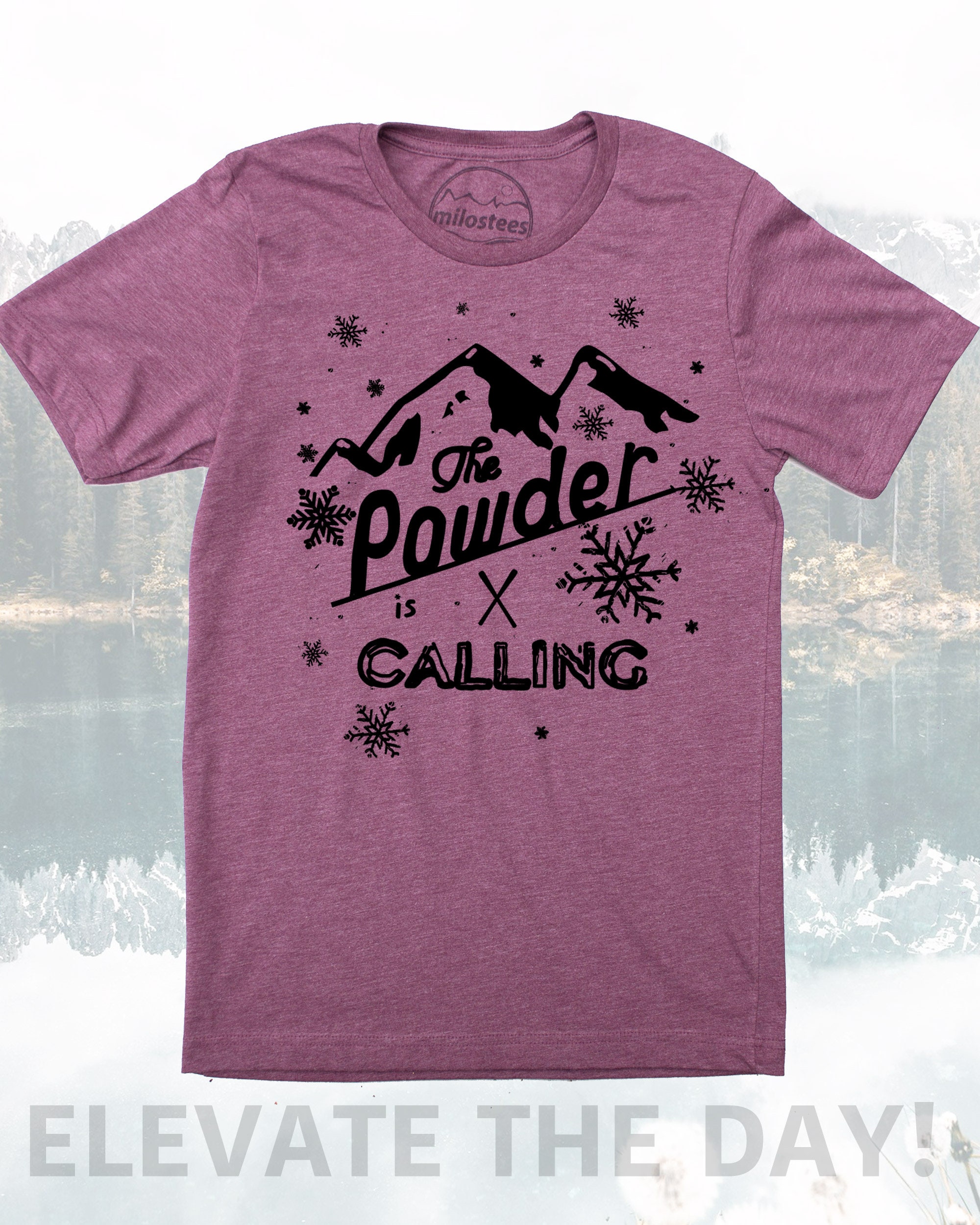 Ski T Shirt the Powder is Calling Design Screen Printed on Soft 50/50 ...