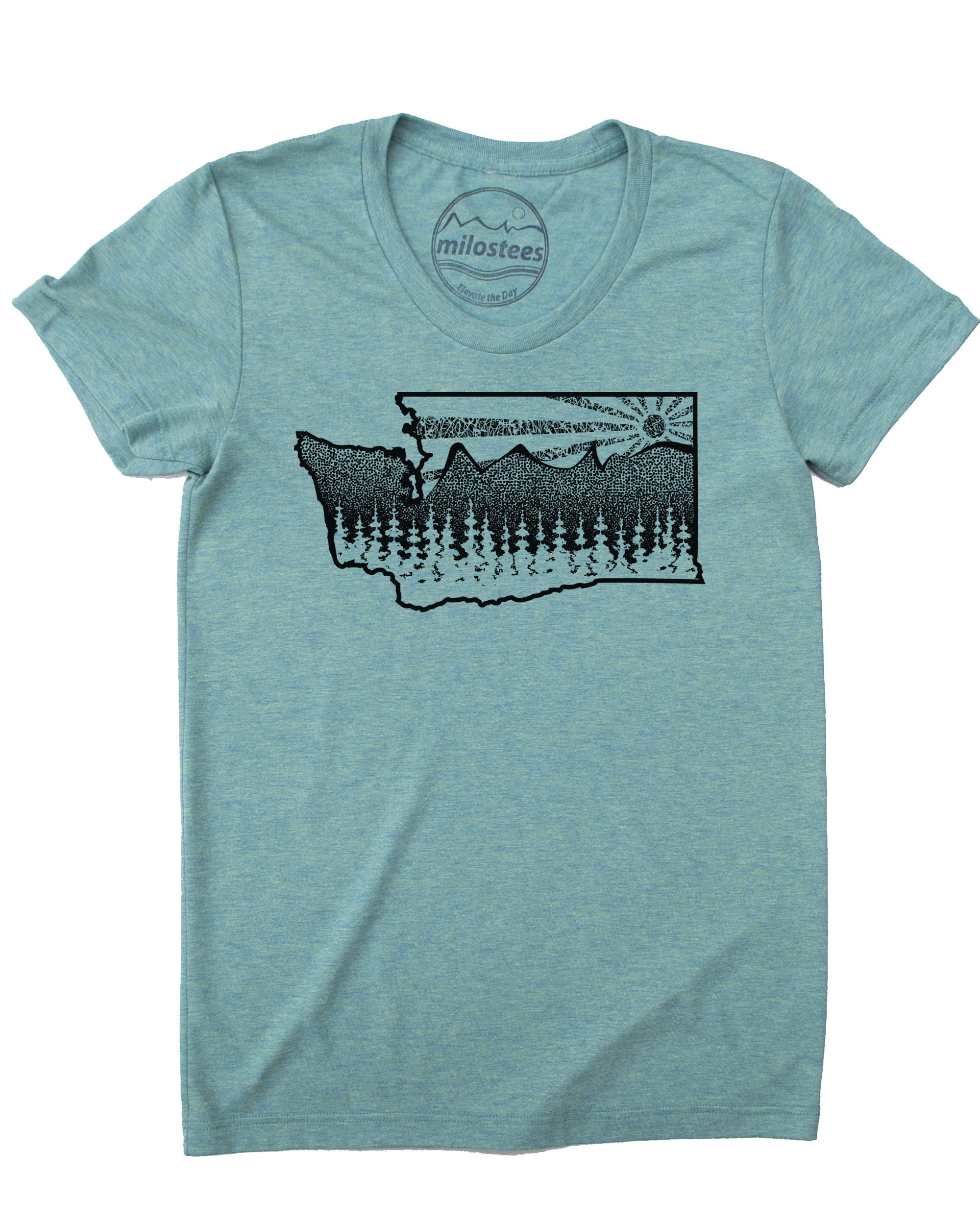 Washington State Shirt Cascade Mountains the Sun & Tree's - Etsy