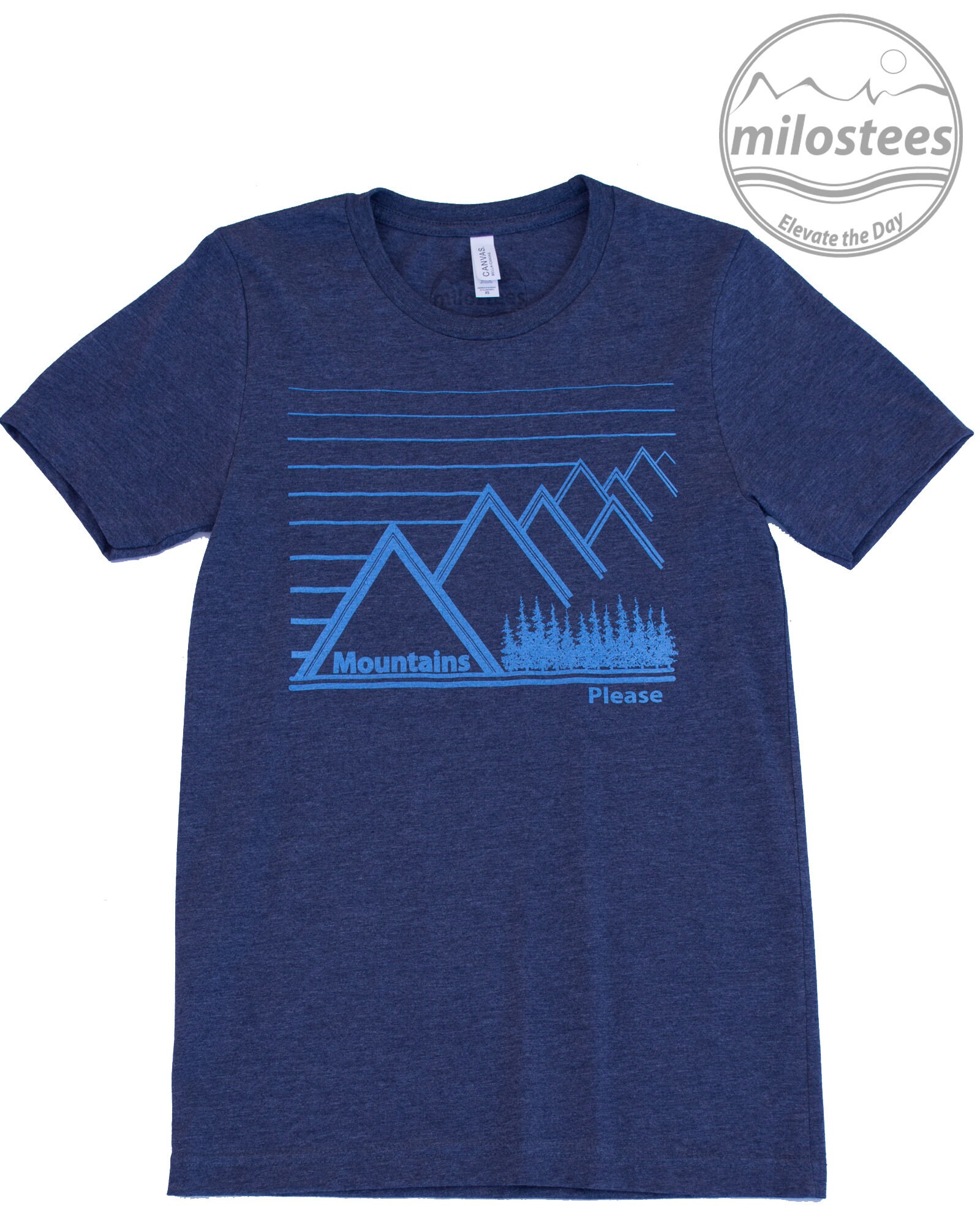 Mountain T-shirt graphic landscape print on blue 50/50 tee by | Etsy