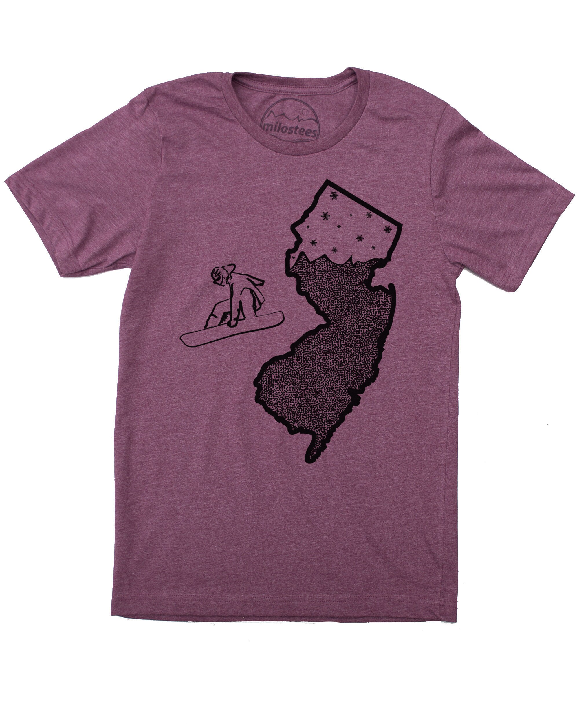 Large New Jersey Shirt, Snowboarding Print on Purple Tee in a Soft ...