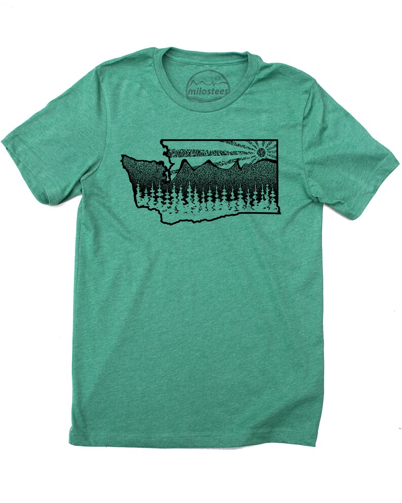 Washington State Shirt Original Seattle Apparel Hand Printed - Etsy
