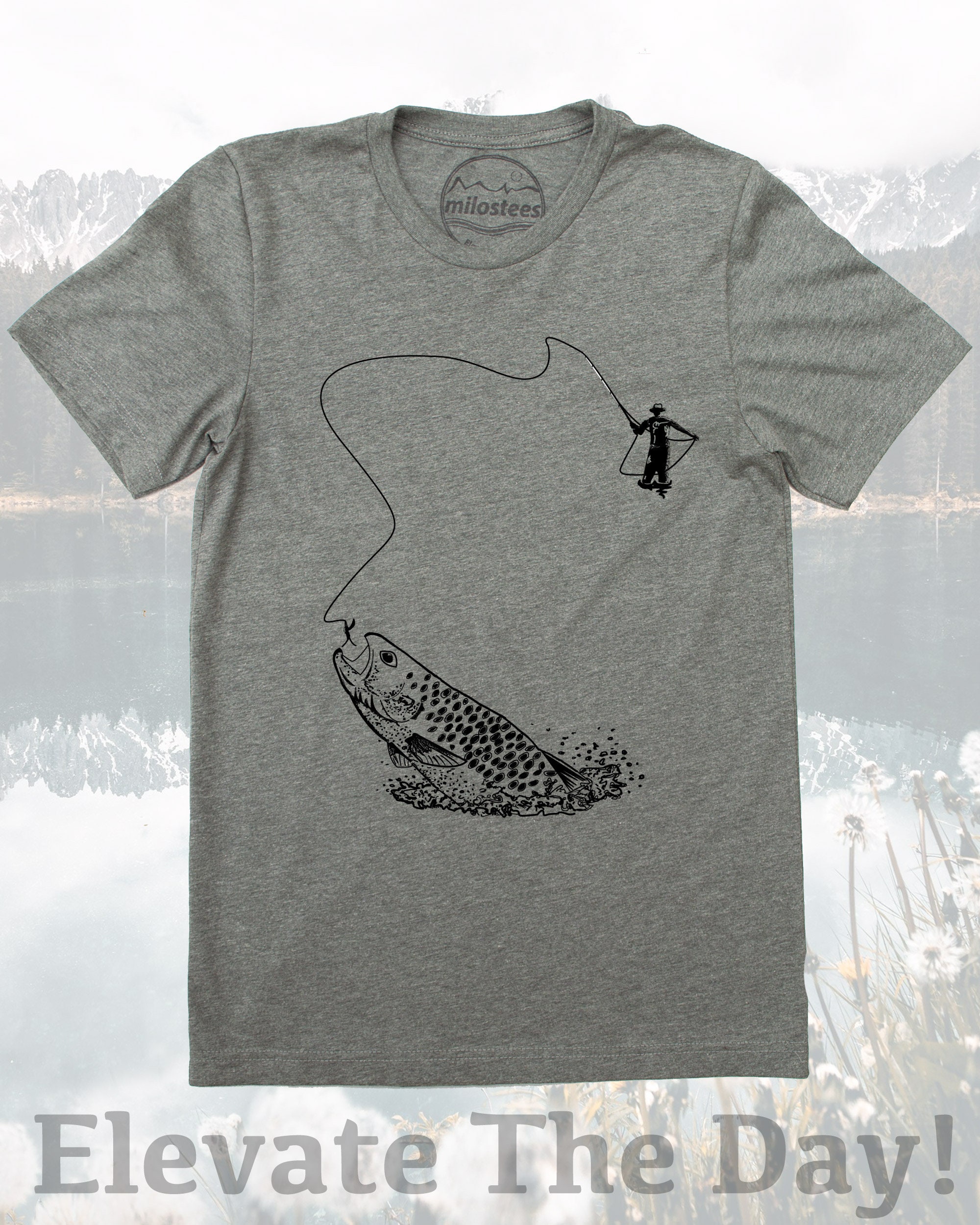 Fly Fish Shirt Graphic of Fisherman Casting a Fly Line for a - Etsy