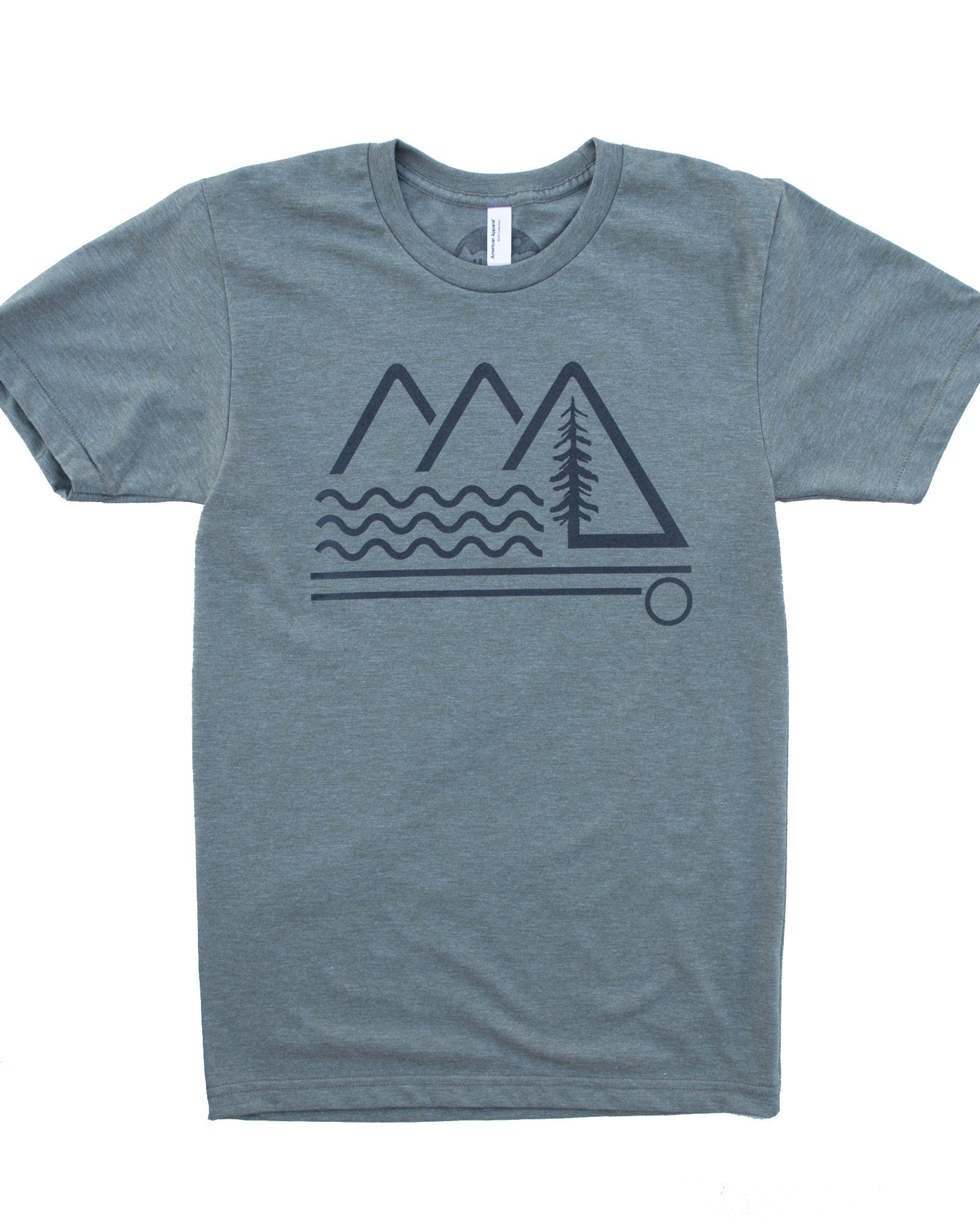 Simple Nature Tee, Mountain Wave on Soft Dark Blue Shirt by Bella ...