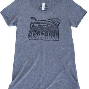 Oregon Home Shirt XL, Mountain Print on Soft Blue Tee for Her, Small ...
