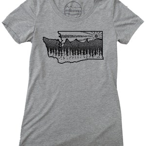 Washington State Shirt Cascade Mountains the Sun & Tree's - Etsy