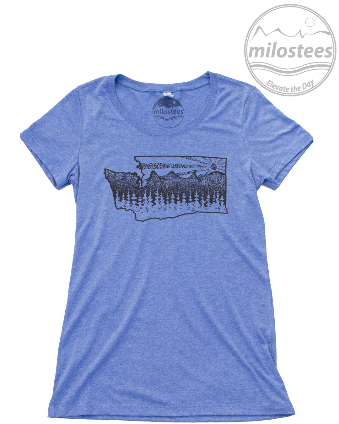 Washington State Shirt for Her, Mountains the Sun & Tree Hand Printed ...