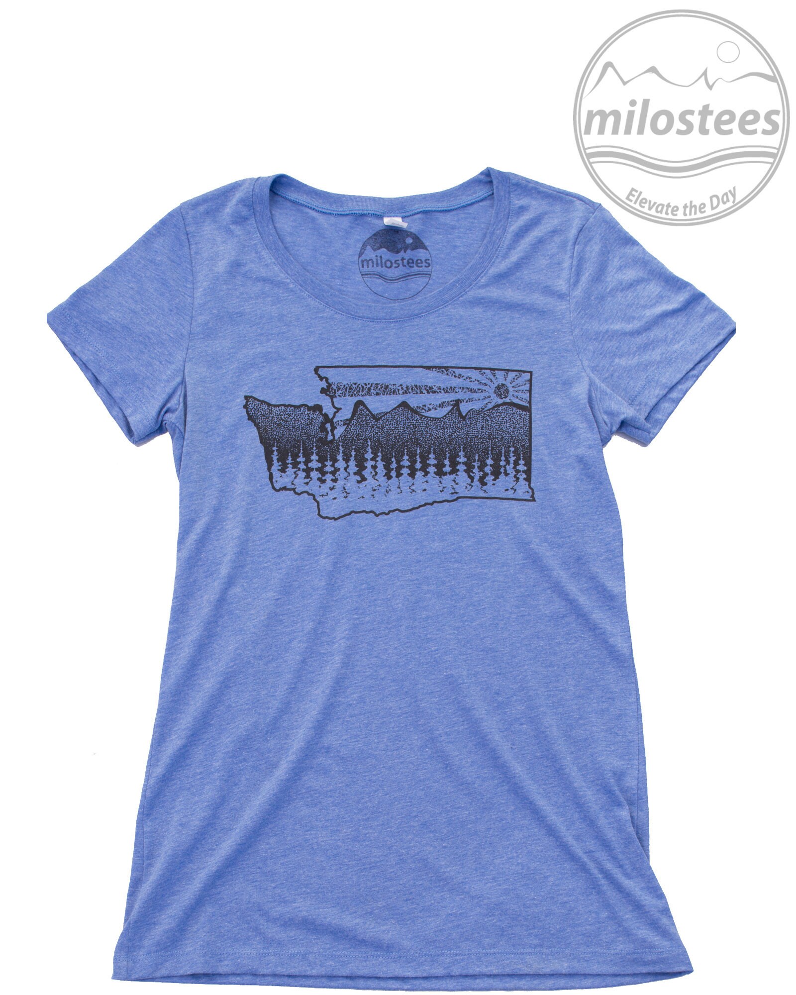 Washington State Shirt for Her, Mountains the Sun & Tree Hand Printed ...