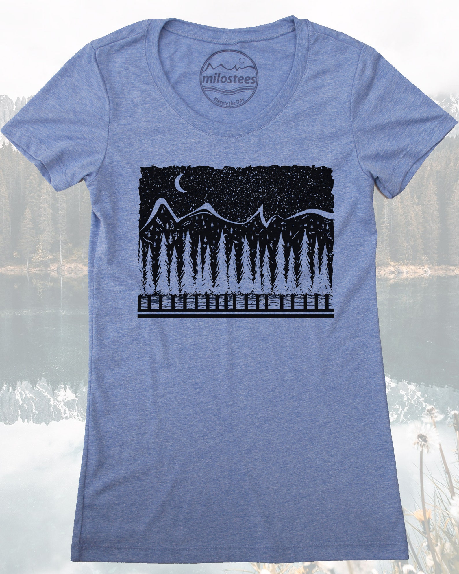 Mountain Stars and Moon T-shirt Form Fitting Fashion Nature - Etsy