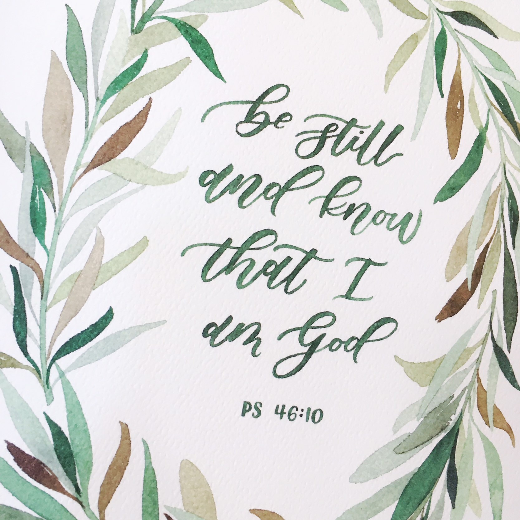 Dark Green Hand Painted Watercolor Scripture Print Psalm - Etsy
