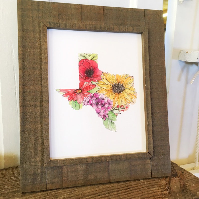 Hand Painted Watercolor Floral Texas - Etsy