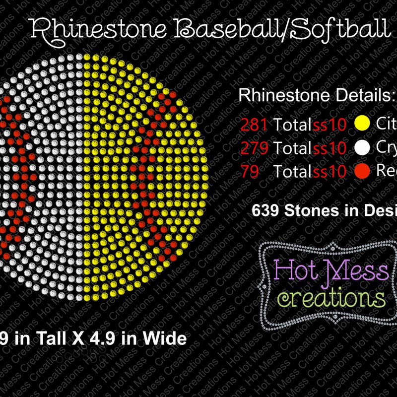 Softball Rhinestone - Etsy